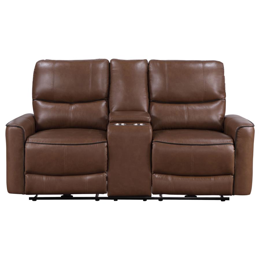 Greenfield Power Reclining Console Loveseat - Saddle Brown– Sellwood ...
